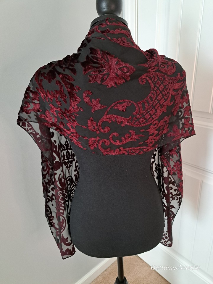 Sheer Dress Scarf. 14"x64". Maroon Velvet. Sissy Fem CD Trans | eBay