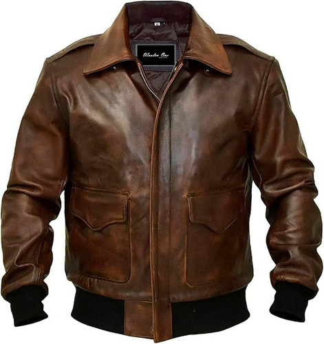 Mens A2 Vintage 80's Bomber Brown Real Sheepskin Leather Fur Collar ...