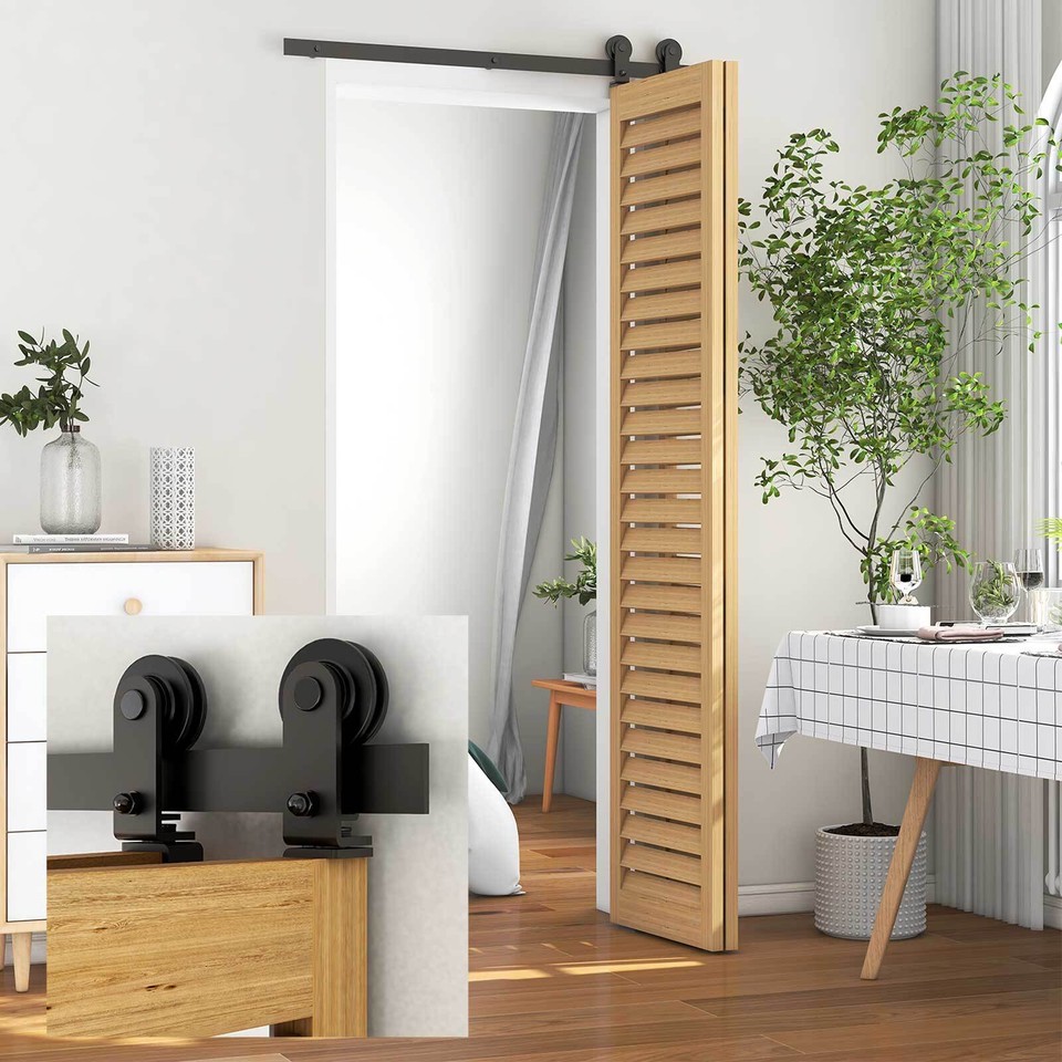 CCJH 3-9FT Top Mount Bifolding Sliding Barn Door Hardware Kit 2/ 4 ...