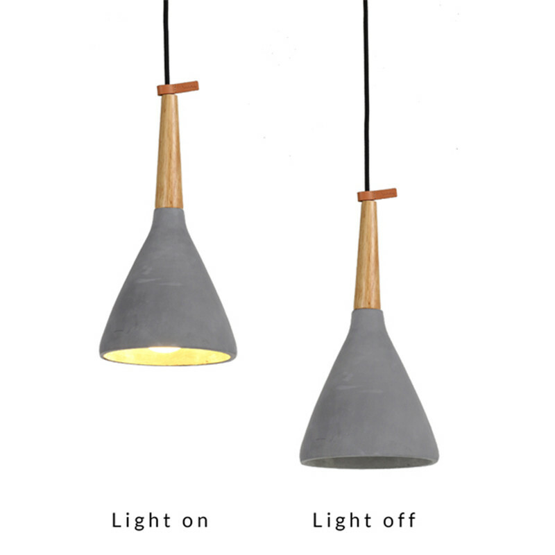 Timber Raw Concrete Bell Shaped Pendant Light | eBay