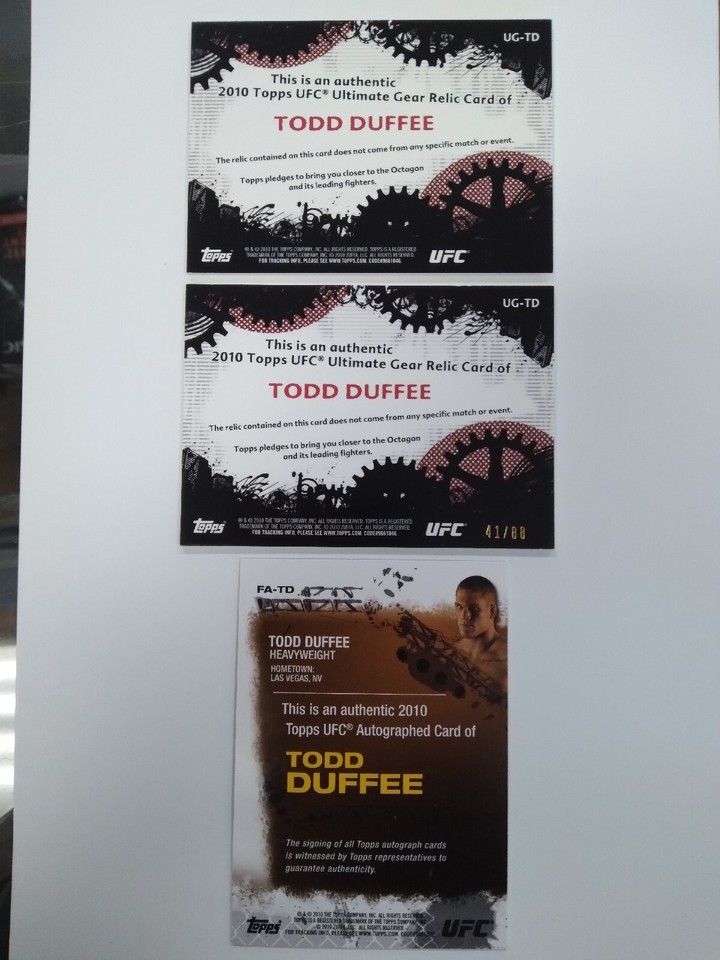 2010 Topps UFC Todd Duffee 3 Card Lot | eBay
