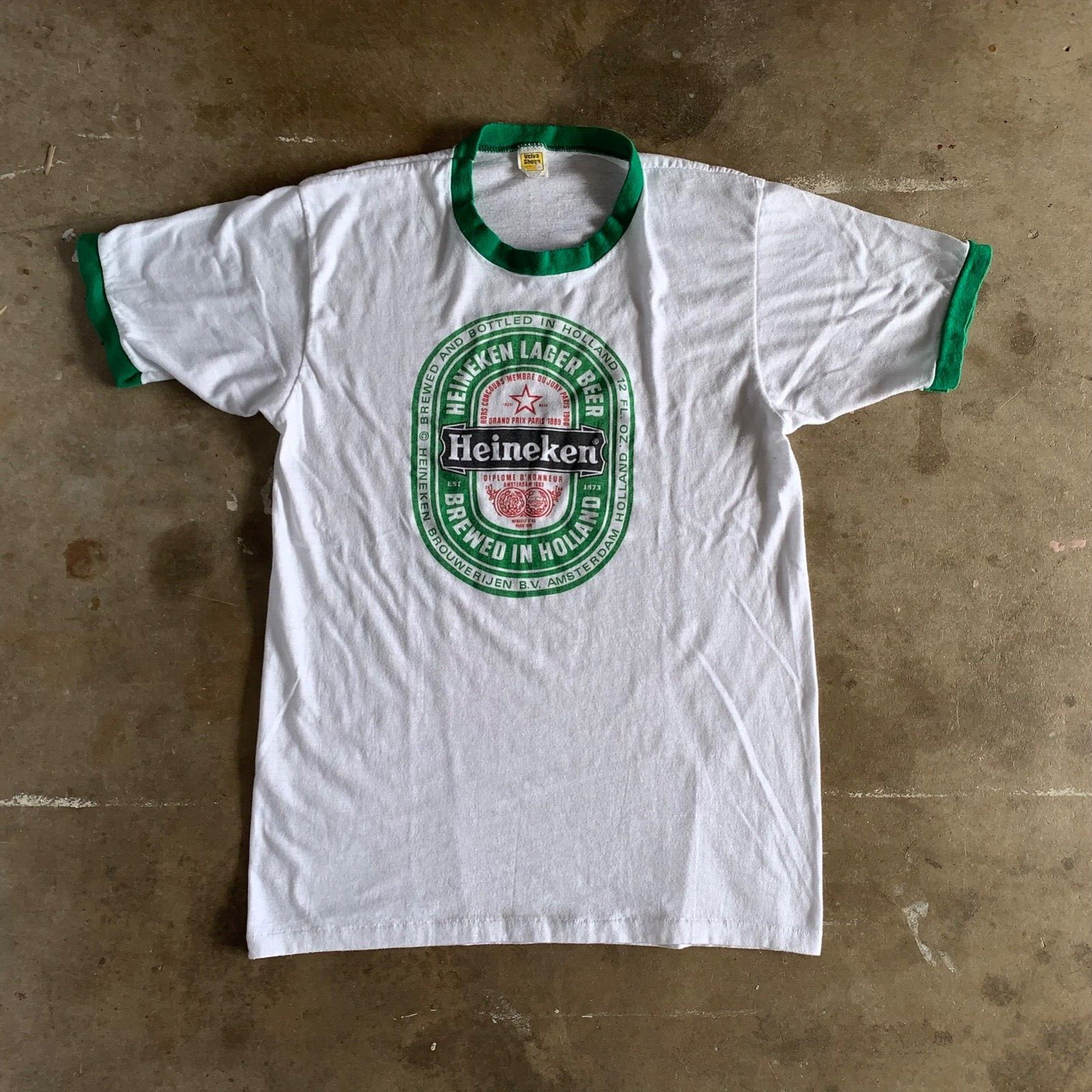 70s - 80s VINTAGE HEINEKEN LAGER BEER RINGER T-SHIRT … - Gem