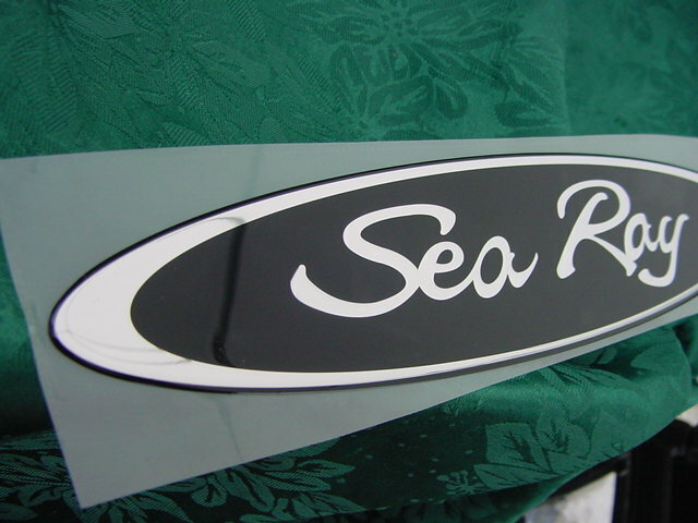 SEA RAY BLACK & CHROME 13" OVAL EMBLEM SEARAY HULL SIDE NEW! 13 x 2-3/4 ...