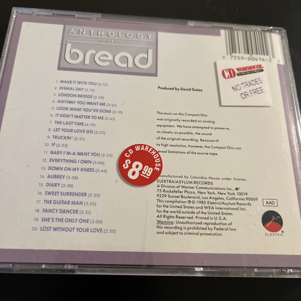 Bread : Anthology of Bread (CD 2005) 75596041423| eBay