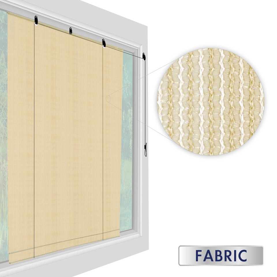 Beige Roll up Shade Roller Curtain For Patio Porch Pergola Balcony Yard ...