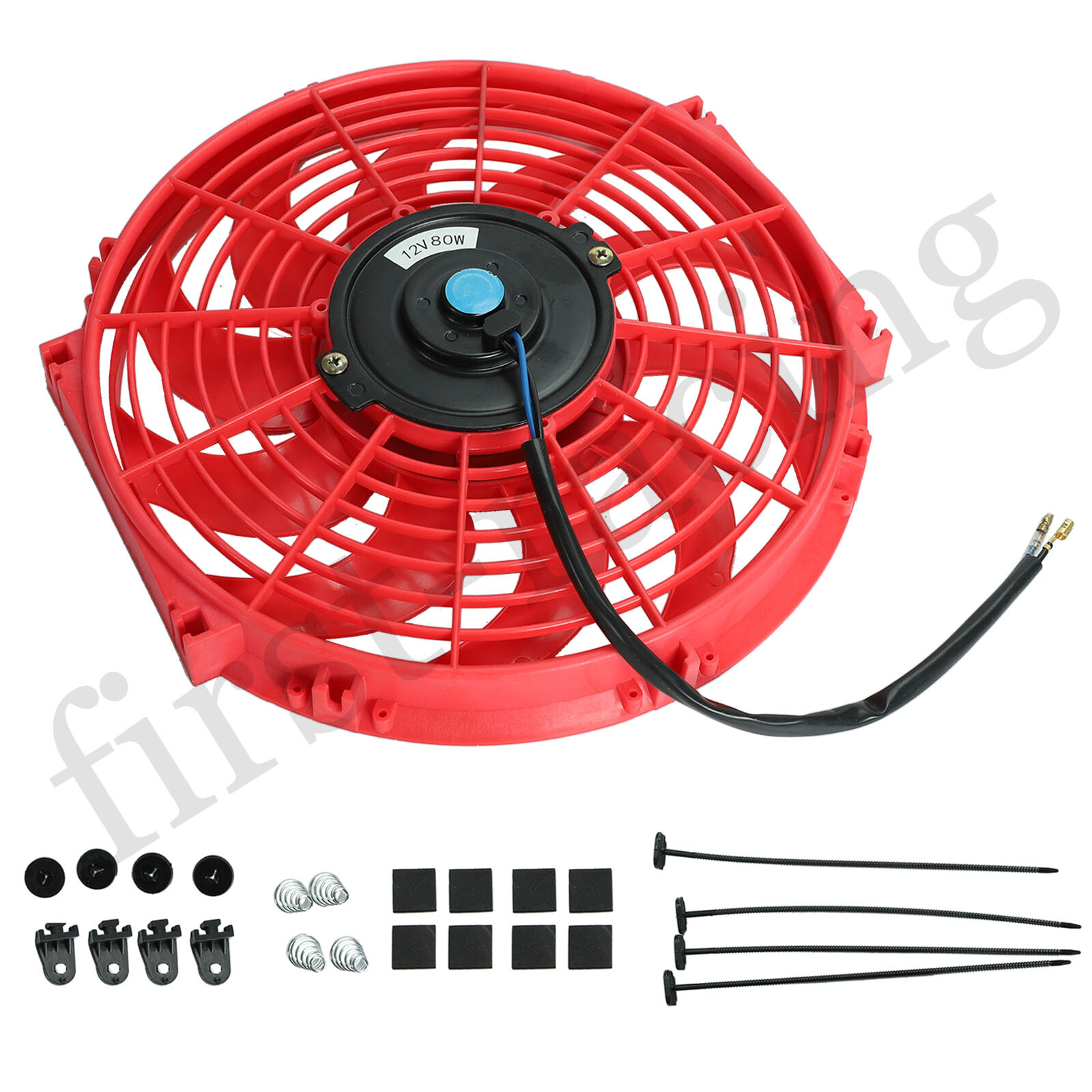 Universal Slim Fan Push Pull Electric Radiator Cooling Fan Black & Red ...