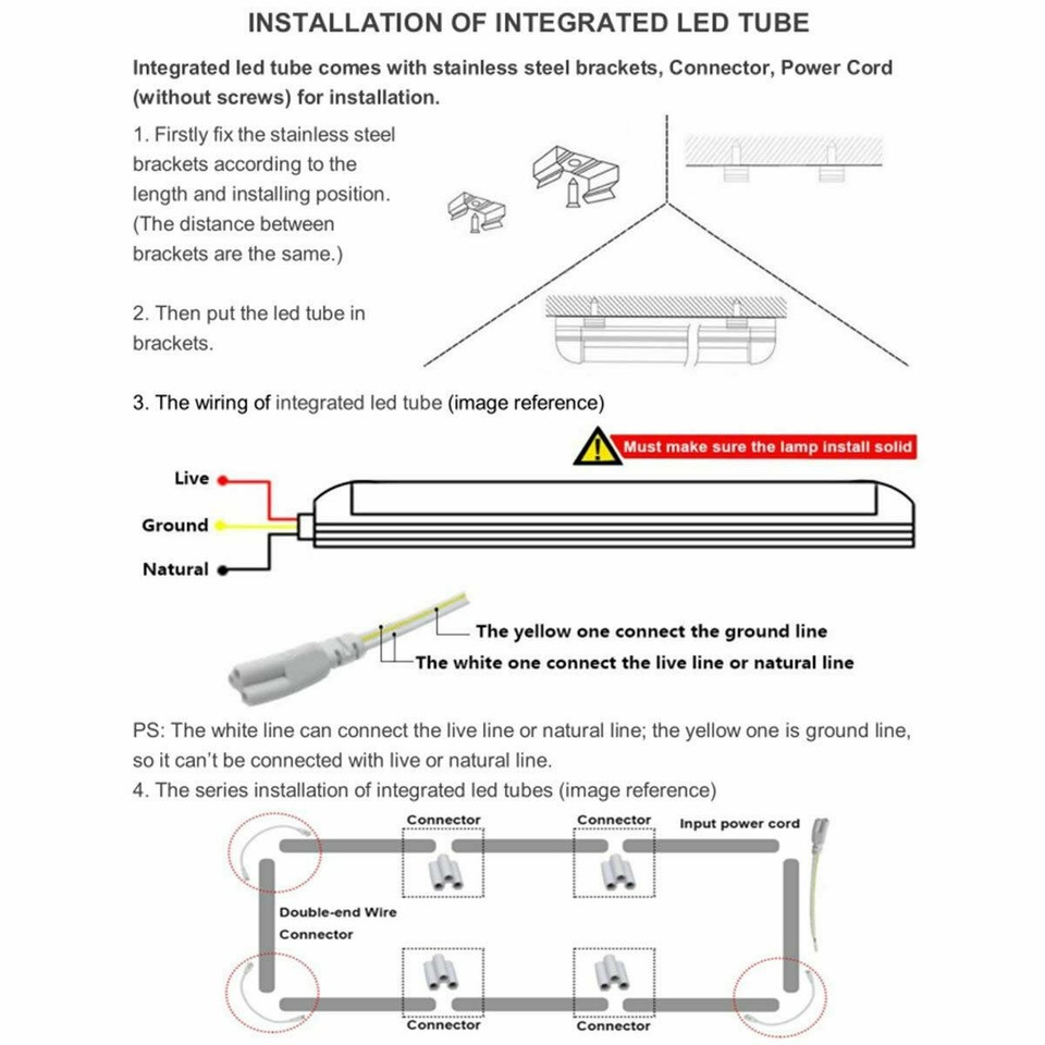 5FT 6FT T8 LED Shop Light Fixture 5 Foot 6 Foot LED Tube Light 6500K ...
