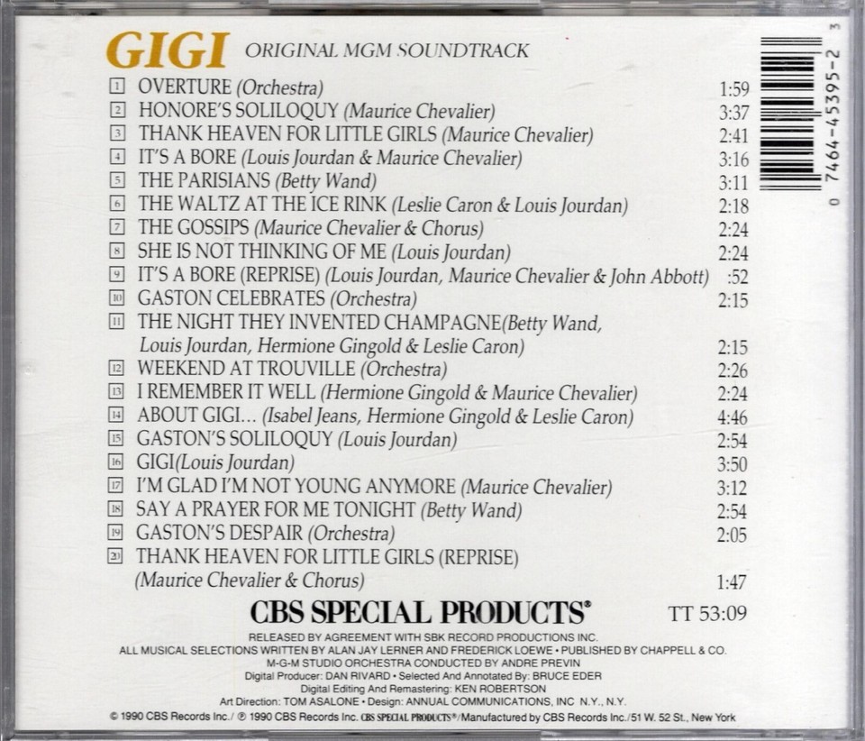 MAURICE CHEVALIER "GIGI" SOUNDTRACK CD 1990 cbs | eBay