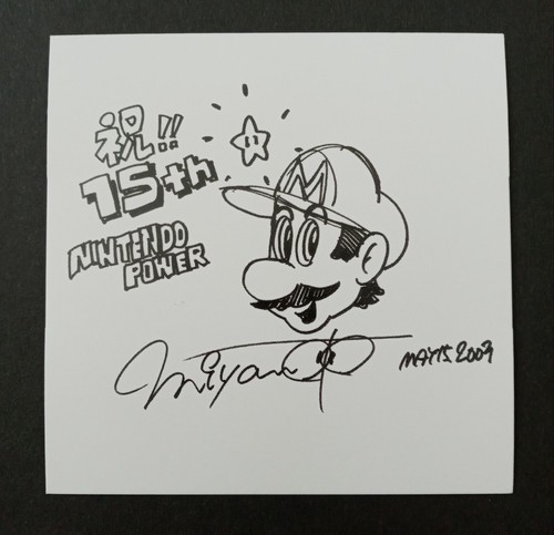 Shigeru Miyamoto Autograph Sketch Card Print 15th Anniversay Nintendo ...