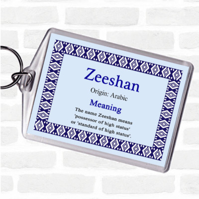 Zeeshan Name Meaning Bag Tag Keychain Keyring Blue | eBay UK