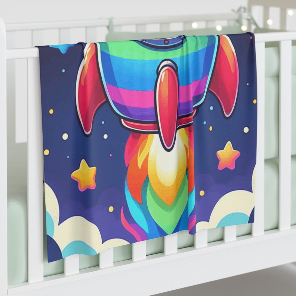 Baby Toddler Blanket Rocketship in Space Bright Colors Design 2, Gift ...