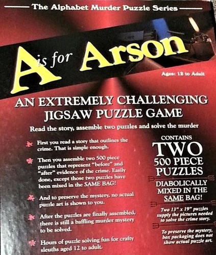 A is For Arson TDC GAMES MYSTERY PUZZLE TWO 500 piece jigsaw puzzles | eBay