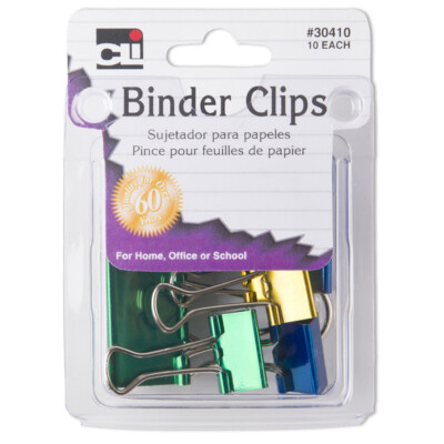 Charles Leonard Binder Clips, Assorted Sizes in Metallic Colors, Pack ...