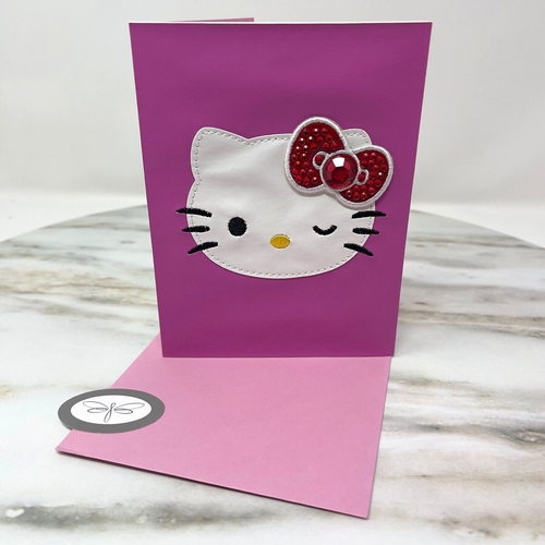 HELLO KITTY HAPPY BIRTHDAY CARD Faux Leather Face Red Jewel Embellished ...