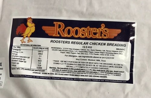 12.5kg Roosters Regular Southern Fried Chicken Breading Powder Flavour ...