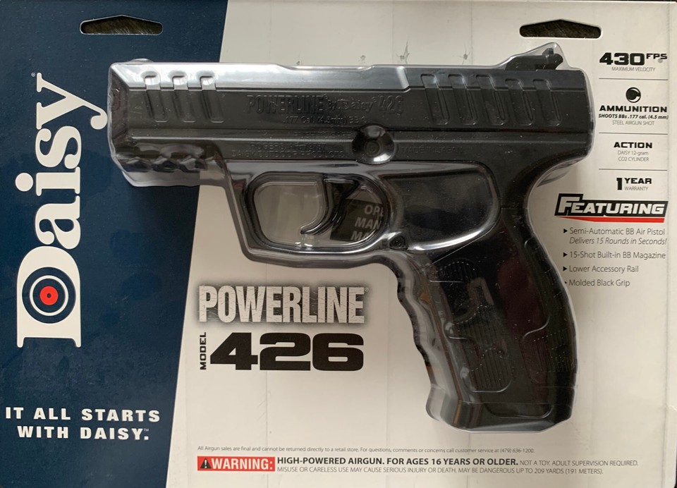 Daisy Powerline 426 Semi-Automatic CO2 .177 BB Gun Air Pistol 15 Rounds ...