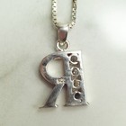 Sterling Silver CZ Letter R Pendant/24.25" Box Chain 1mm | eBay