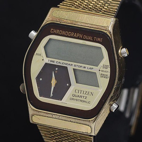 Citizen Crystron Chronograph Dual Time 4-097424 Digiana Dial Qz Men'S ...