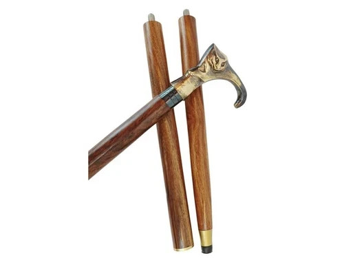 Ladies Choice Rare Antique Cat Handle Victorian Inlaid Wooden Walking ...