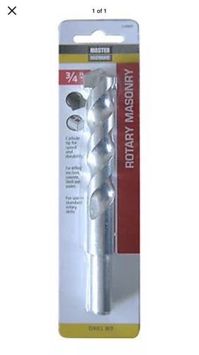 Master Mechanic Long Masonry Drill Bit, 3/4 x 6 Inch #120865 For Brick ...