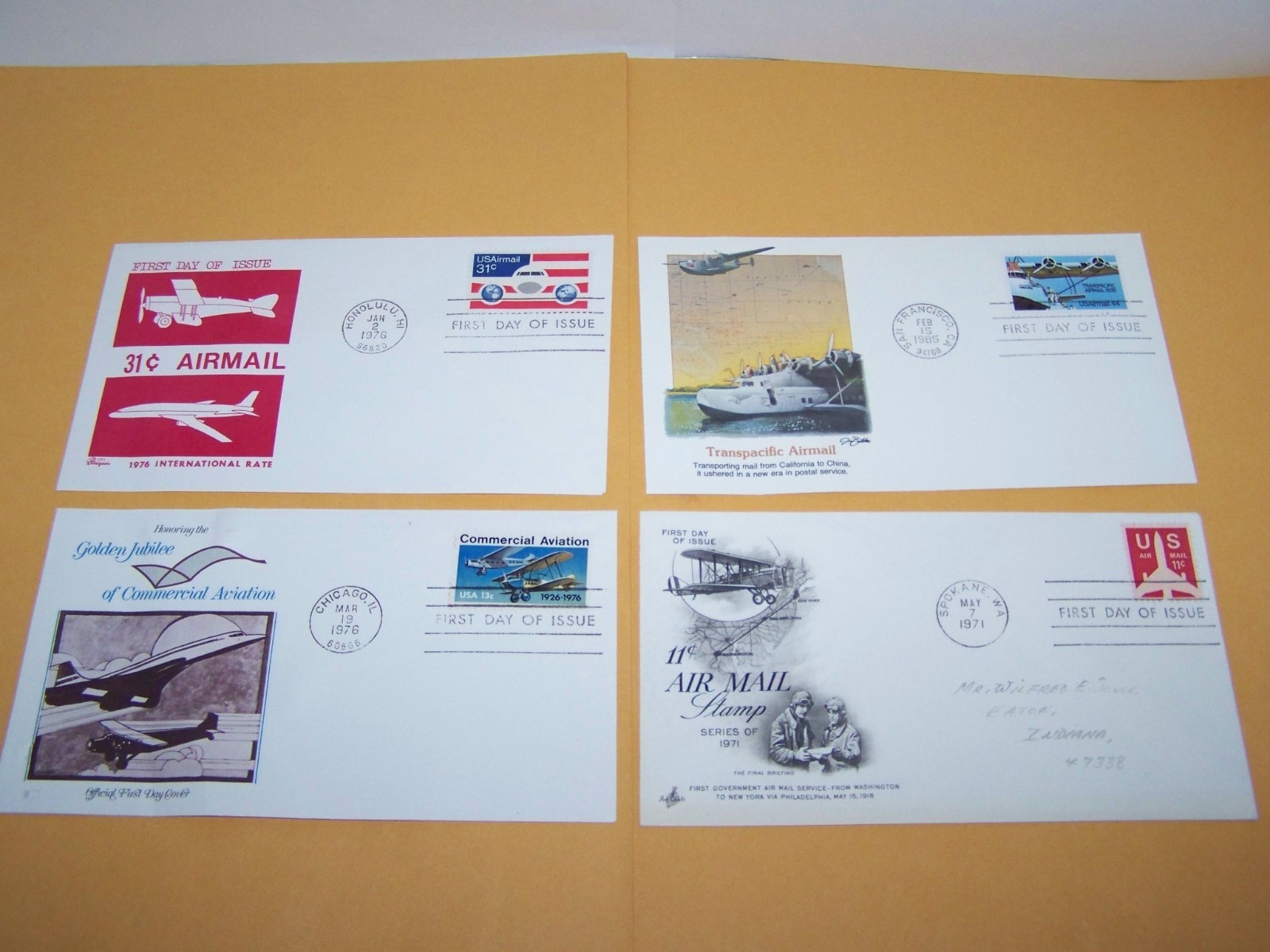 AIRMAIL AVIATION FIRST DAY COVER LOT 4 FDC ISSUE STAMP POSTAGE LETTER ...