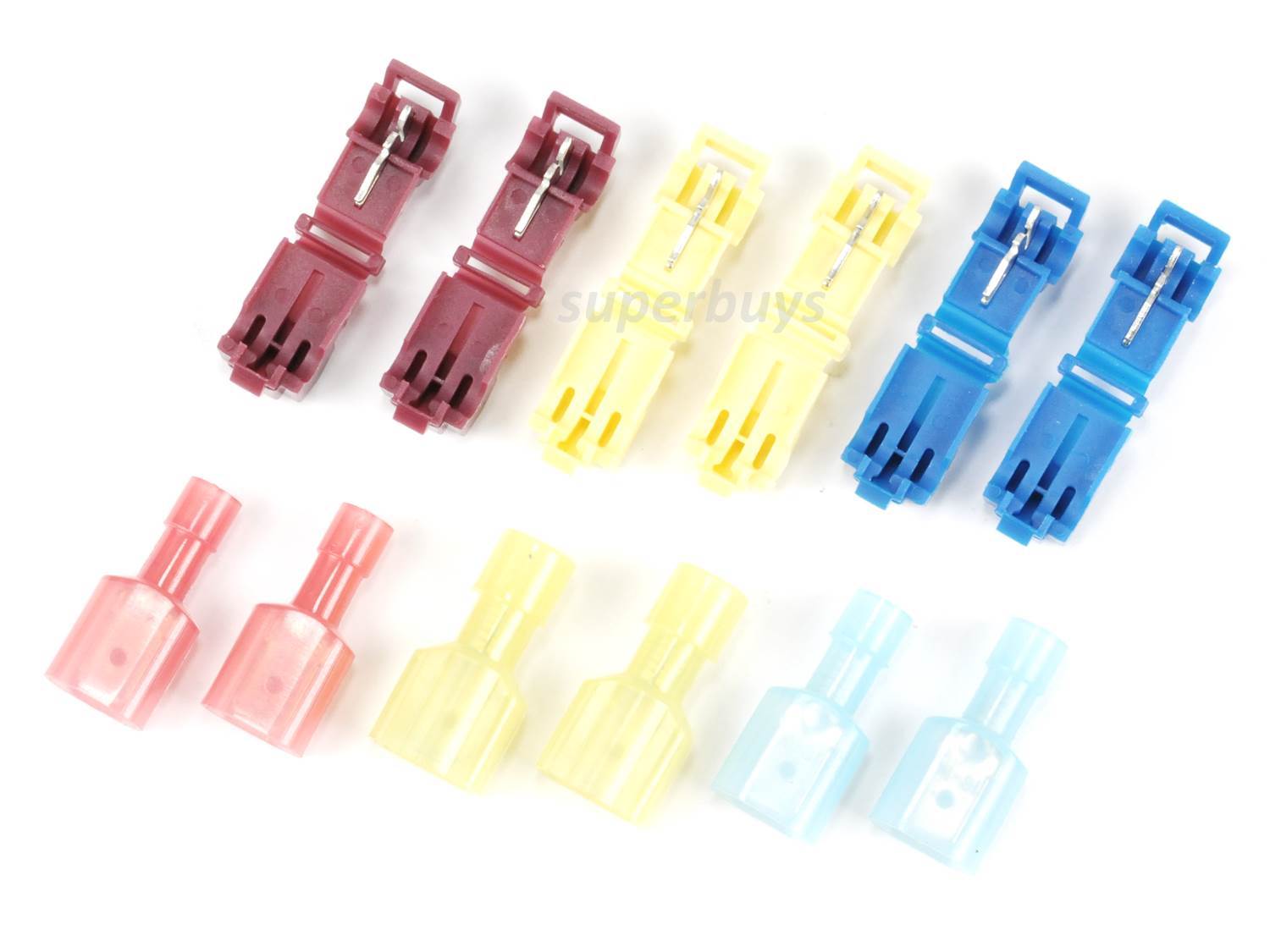 6 Sets Red Blue Yellow Electrical Cable Crimps Splice Connectors Lock ...