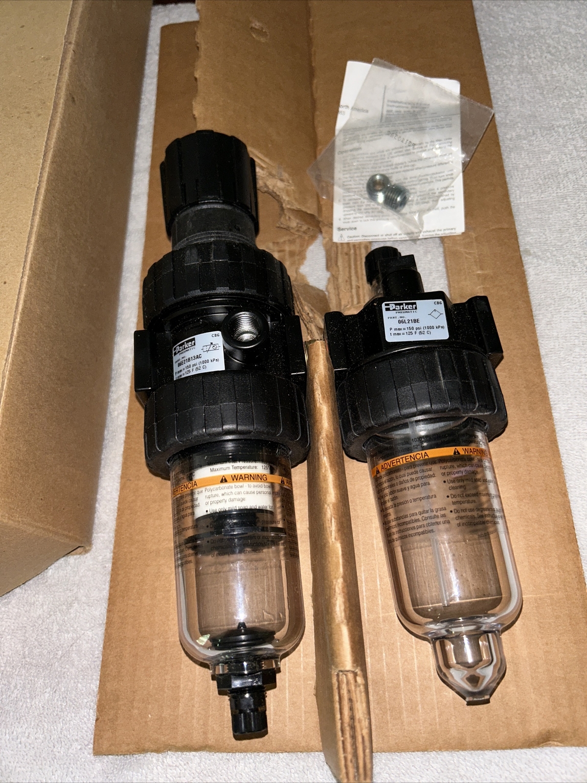 NEW Parker 06G21B13A1BC Filter/Regulator 3/8” 2PC COMBO, 06E21B13AC ...