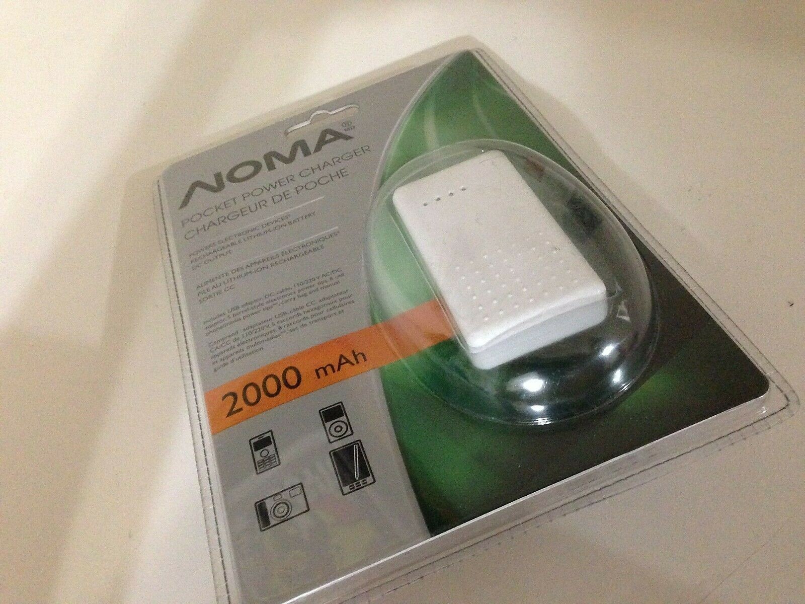 NOMA Pocket Power Charger 2000 mAh with USB & adapters! cell phone ...