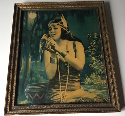 Vtg Original 1930 Leon Lippert Indian Maiden "Confidences" Framed Print ...
