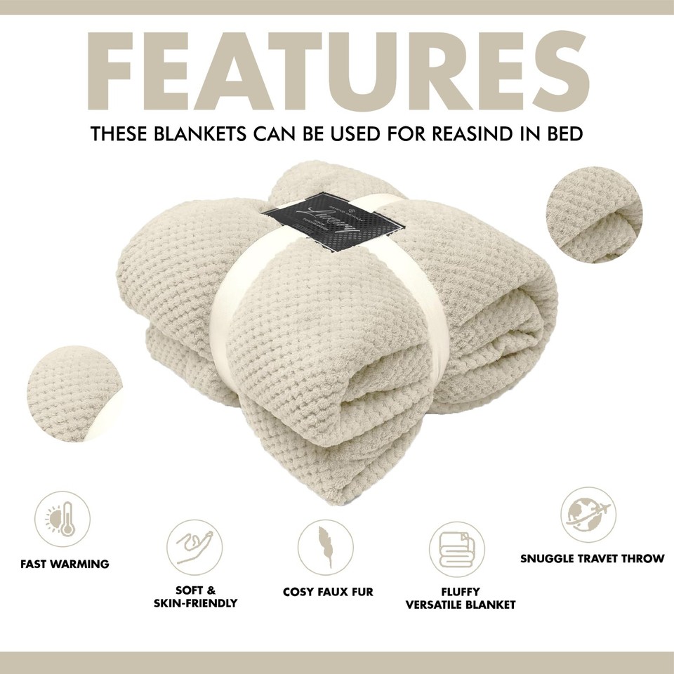 Luxury Popcorn Throws Double & King Size Cuddly Cosy Warm Blanket For ...