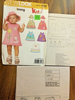 BABIES' DRESSES & HATS NEW LOOK Sewing Pattern # 6692 NB-L UNCUT | eBay