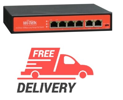 Proffesional WiTek WI-PS205 PoE switch, 4x100Mbps PoE 250m, 2x100Mbps ...