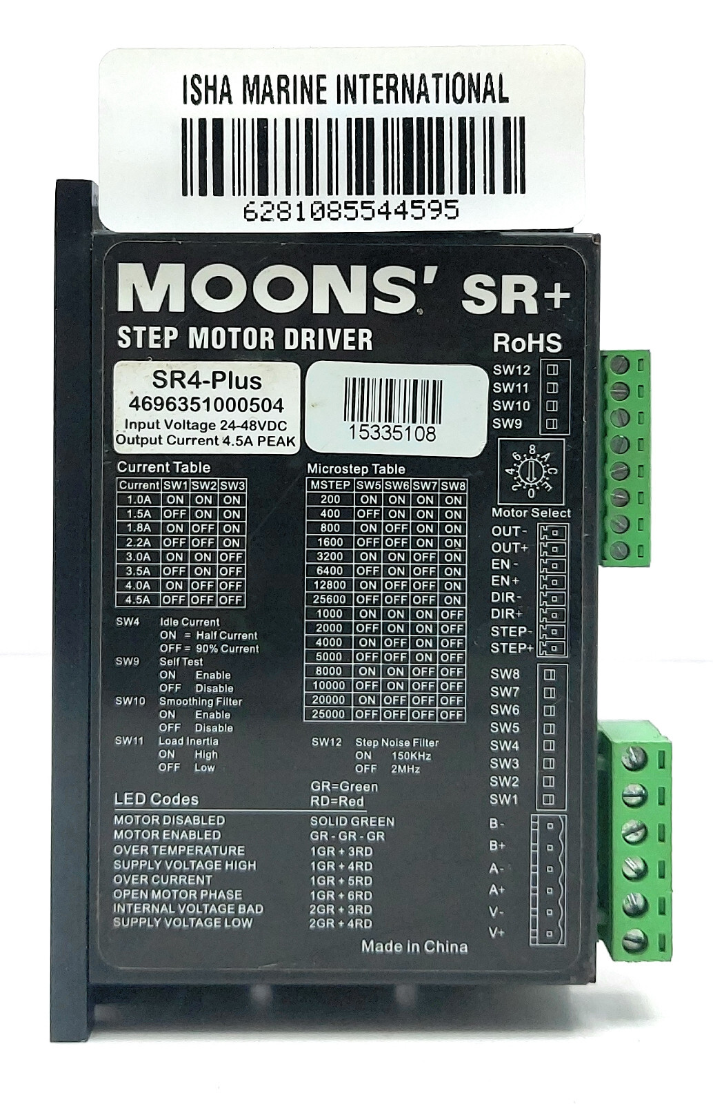 MOONS SR+ STEP MOTOR DRIVER SR-4 PLUS 15335108 4595 | eBay