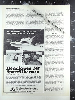 1988 ADs for Henriques 38 Sportfisherman &Perry's Landing in Erie PA ...