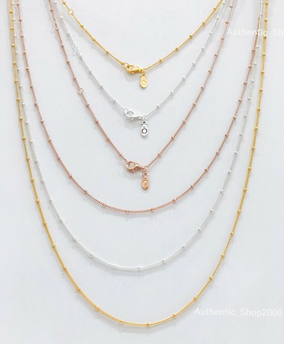 New PANDORA Shine Rose Gold Silver Beaded Chain Necklace 397210 387210 ...