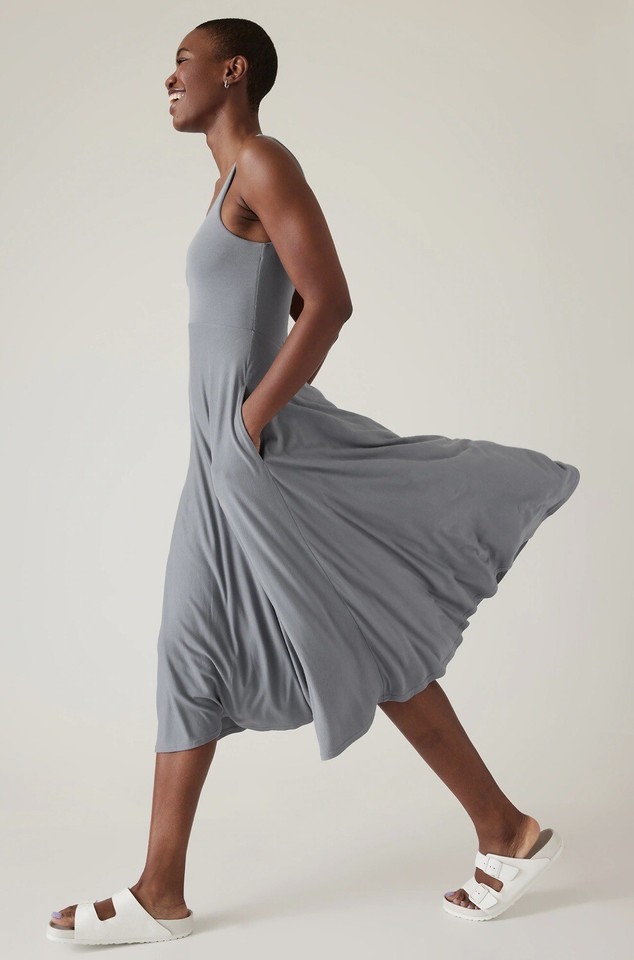 Athleta Santorini Midi Dress Size 1X Coastline Blue #798380 | eBay