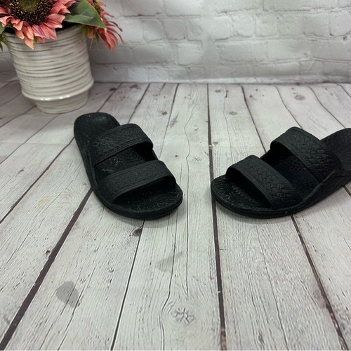 pali hawaii Classic Jandals Black Double Strap Slides sandals beach ...