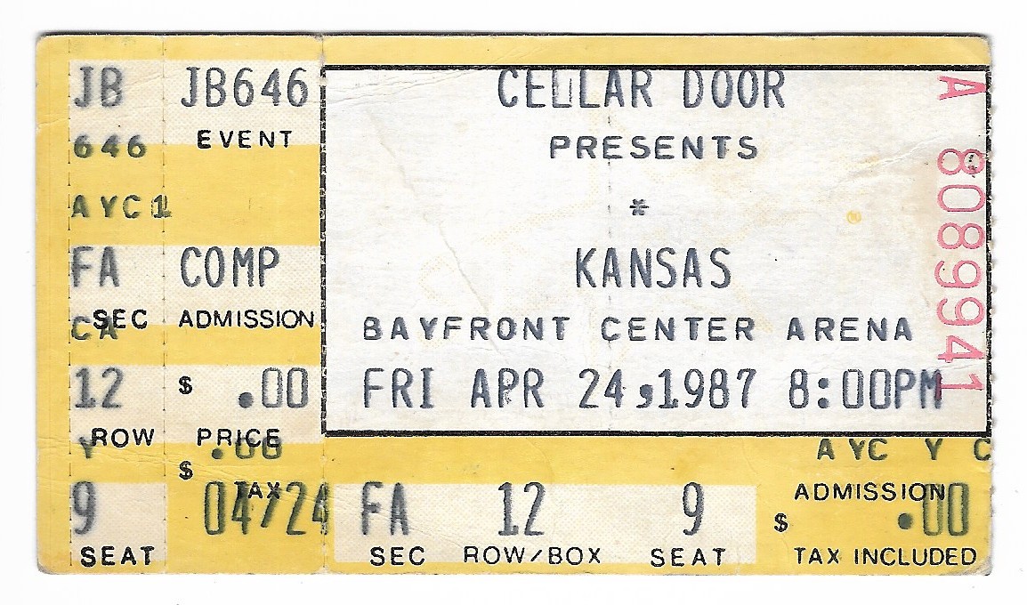 Kansas the band 4/24/87 St Petersburg FL Bayfront Center Arena Rare ...
