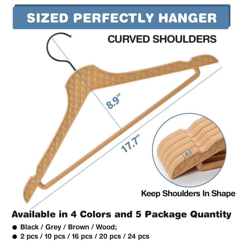 16 Pack Grey Heavy Duty Plastic Coat Hangers Non-Slip with Swivel Hook ...
