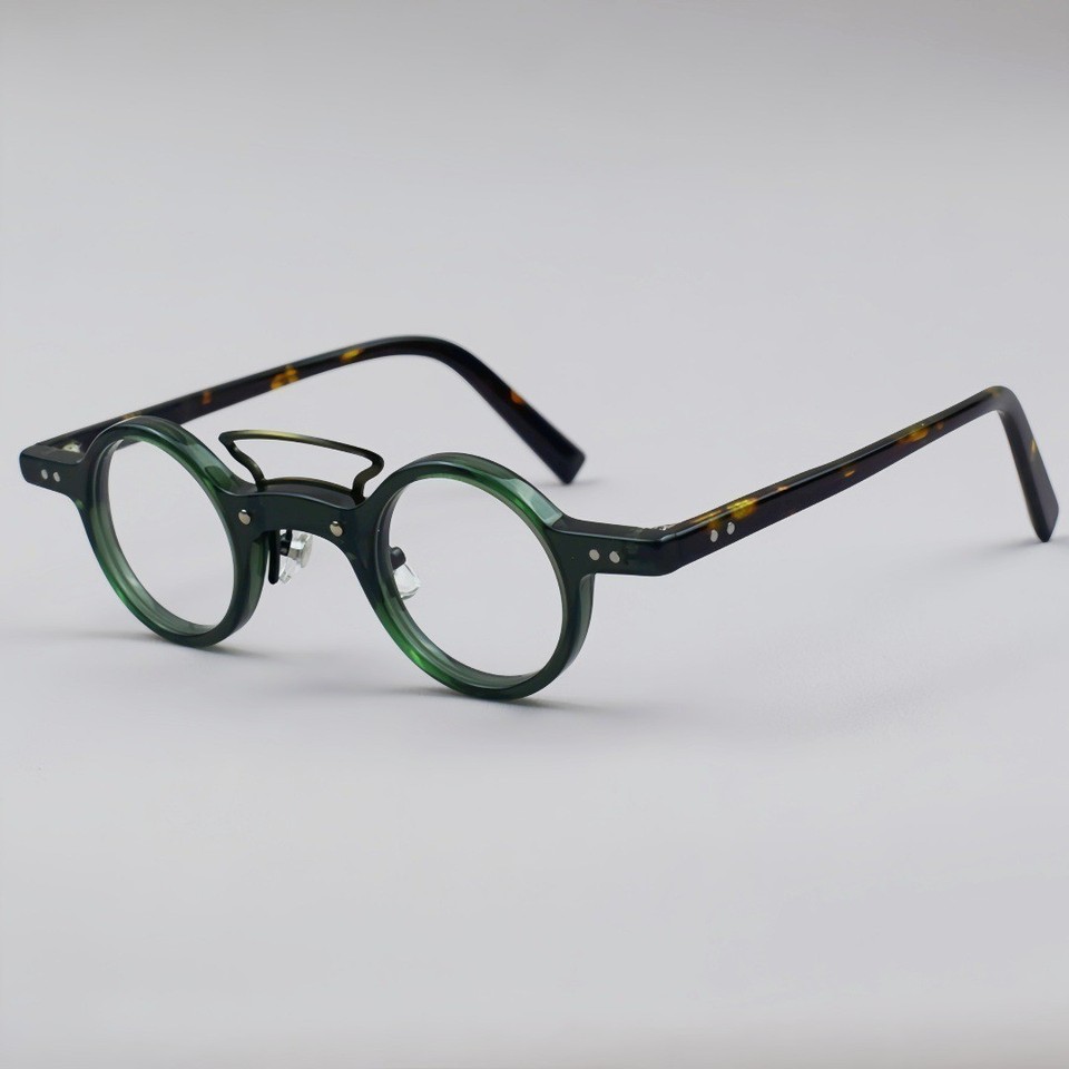 Vintage Hand Made Acetate Retro Small Round Eyeglass Frames Glasses ...