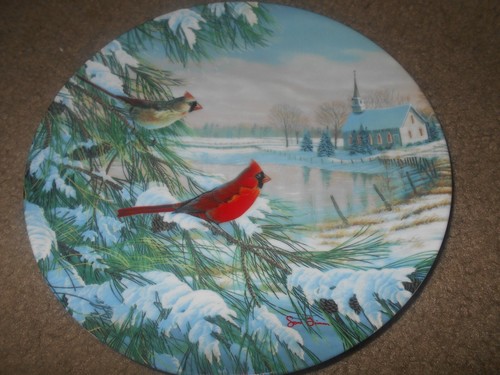 Cardinals in Winter Collector Plate Birds of the Seasons Knowles Sam ...