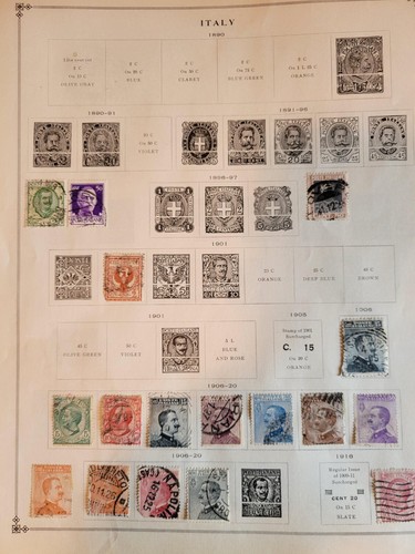 Lot of 17 Old Italian stamps in Scott International Album Pages 1896 to ...