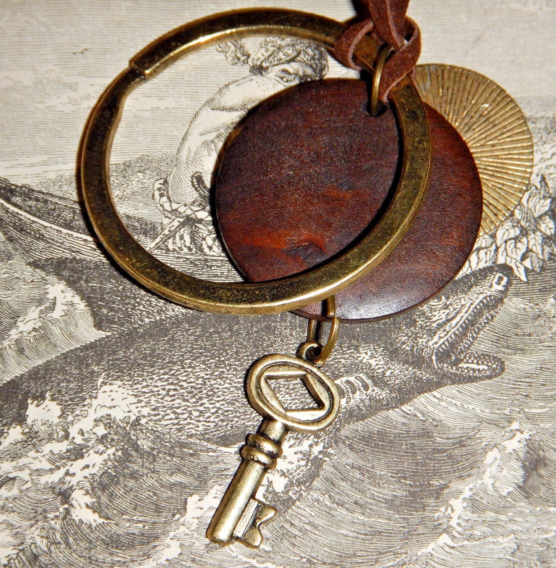 STEAMPUNK hotel SKELETON KEY fob brass pendant necklace industrial ...