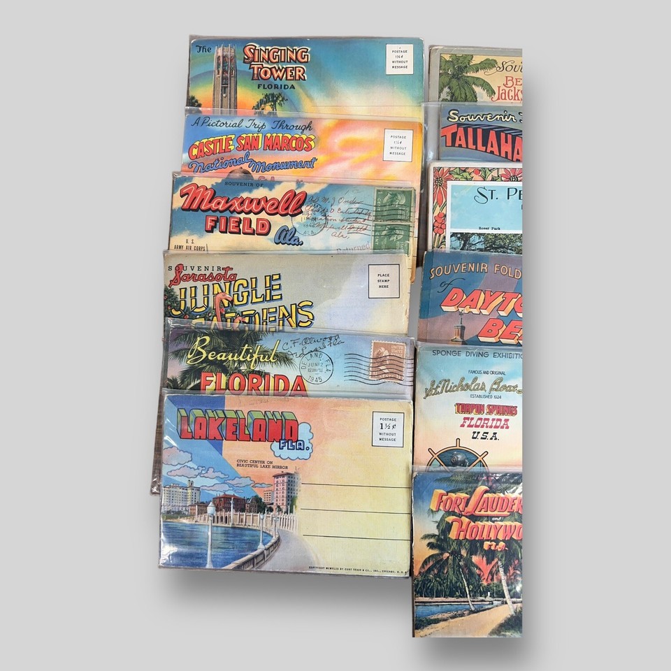 Vintage Lot of 12 United States Souvenir Folder Foldout Postcards of ...