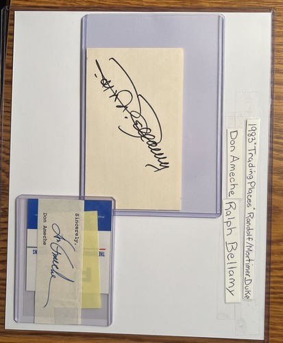 “TRADING PLACES” RALPH BELLAMY & DON AMECHE SIGNED CUTS w PHOTO (DUKE ...