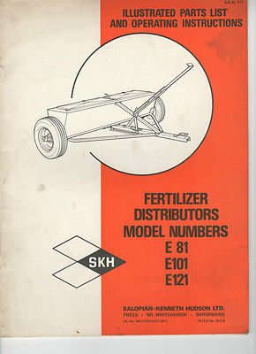 SKH E81 E101 E121 FERTILIZER DISTRIBUTOR PARTS & OPERATORS MANUAL | eBay