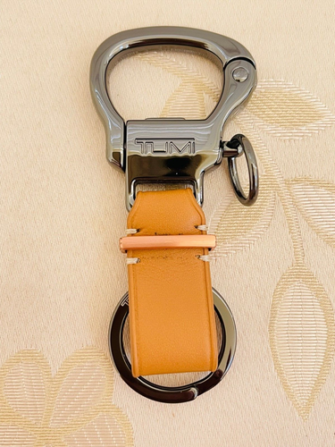 TUMI Keychain KEY Fob Ring Bottle Opener Leather TAN color Key Charm ...