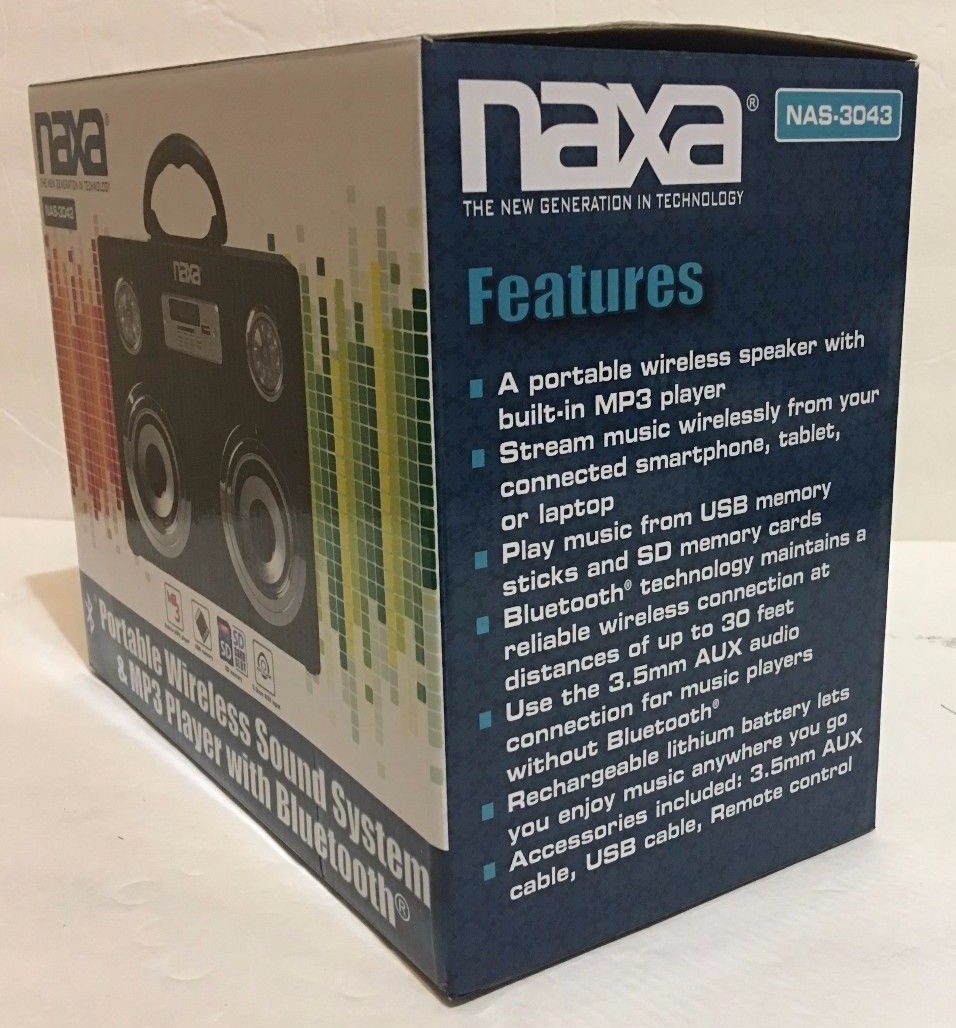 Naxa Nas-3043 Portable Bluetooth Sound System and Mp3 Player for sale ...