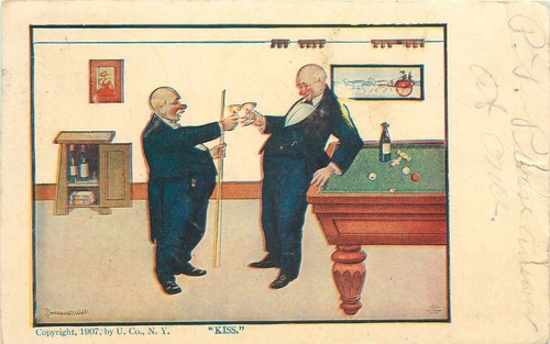 1907 Bernard Wall Billiards Pool Table Comic Drunk "Kiss" Postcard | eBay