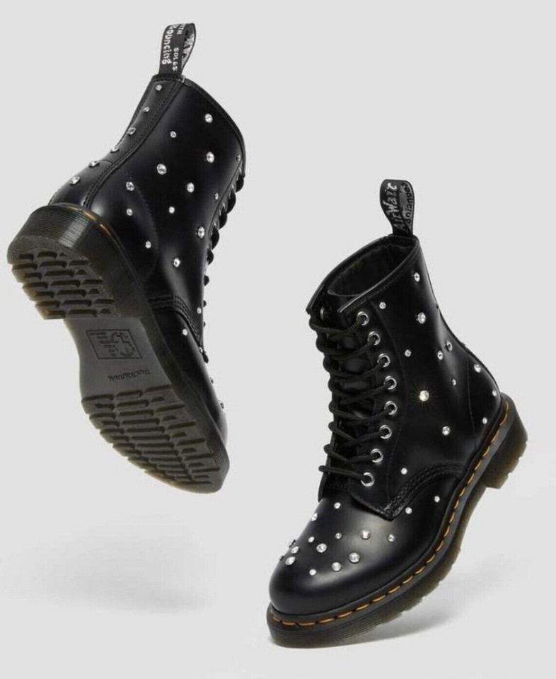NIB 1460 DR DOC MARTENS EMBELLISHED SWAROVSKI CRYSTAL RHINESTONES RARE ...